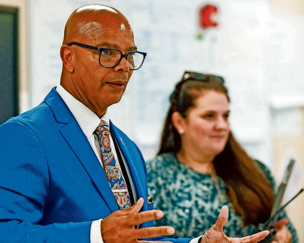 principal james dallas and assistant principal kayela clark discuss the ...